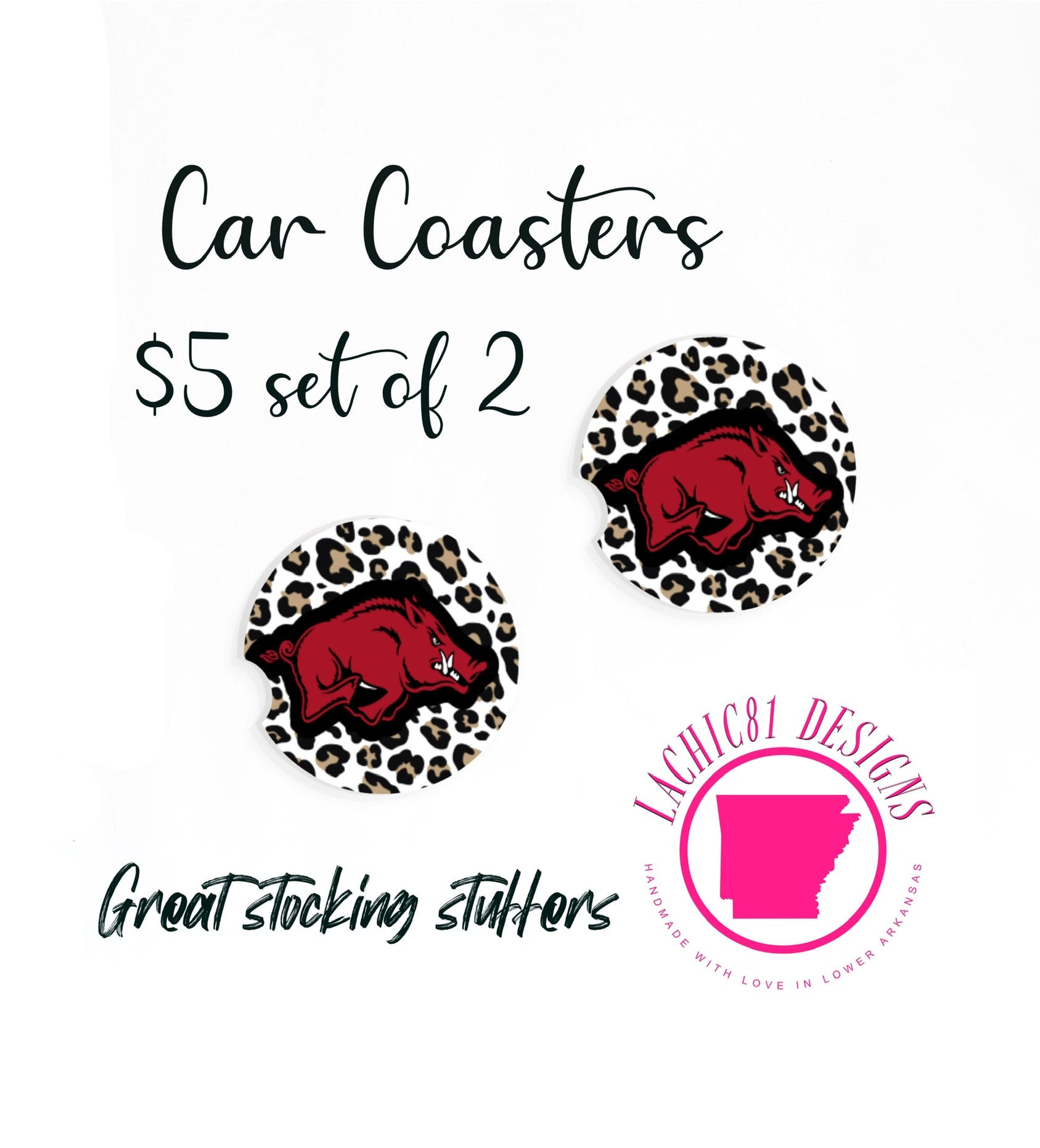 Razorback Car Coaster | LAChic81 Designs